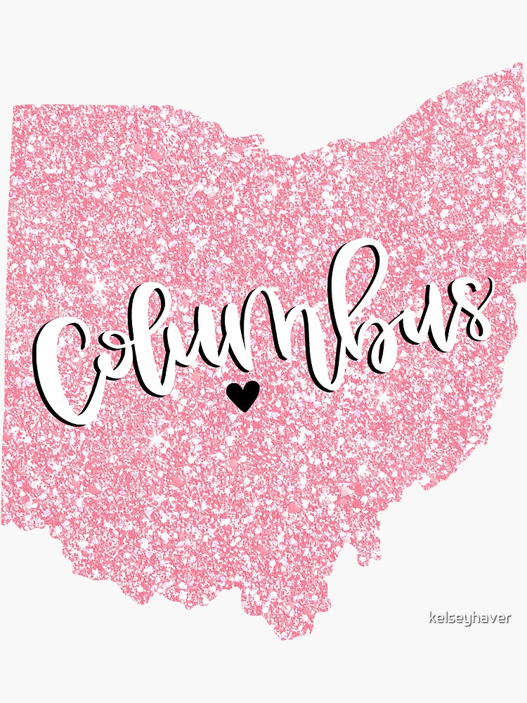"Columbus, OH Pink Glitter" Sticker by kelseyhaver | Redbubble