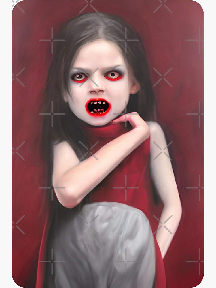 "vampire child long hair horror halloween" Sticker for Sale by Zevy ...