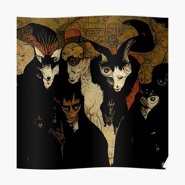 "Abstract Satanic Potluck Party with Baphomet and Gang" Poster for Sale ...