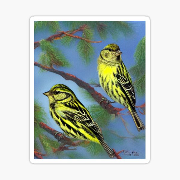 "Pine Siskin 01" Sticker for Sale by UncannyCanvas | Redbubble