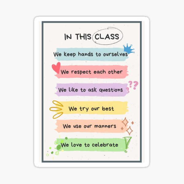 "Classroom rules " Sticker for Sale by Crafting-Cinema | Redbubble