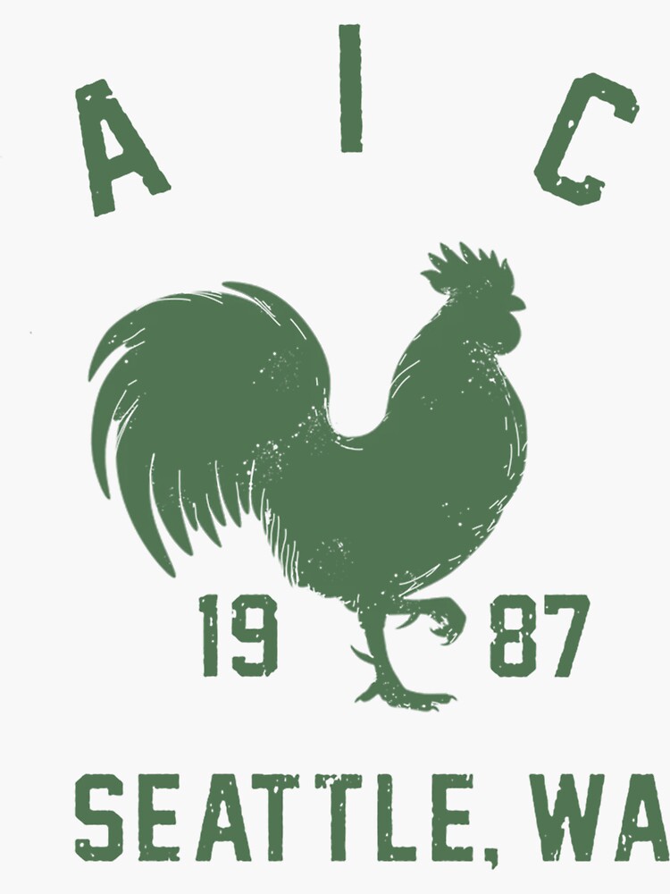 Pegatina «AiC - Rooster vintage rock graphic est 1987. Gráfico original ...