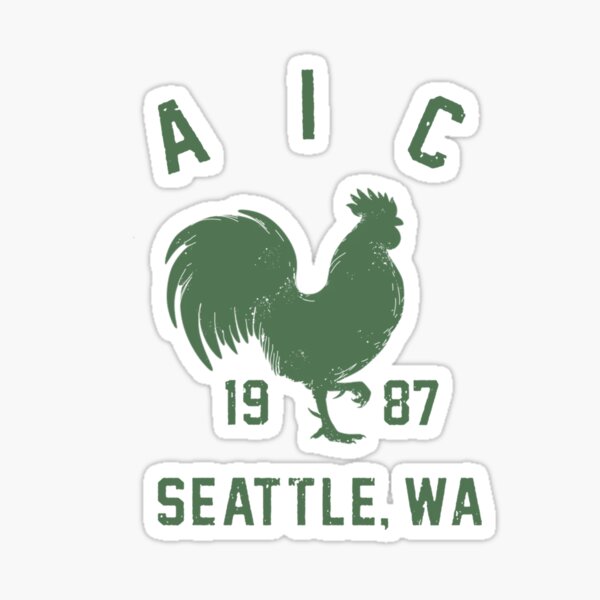 Pegatina «AiC - Rooster vintage rock graphic est 1987. Gráfico original ...