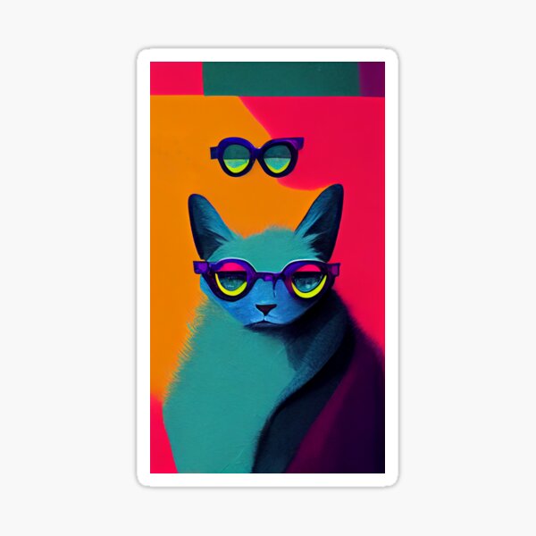 "bored cat with glasses" Sticker for Sale by quickartz | Redbubble