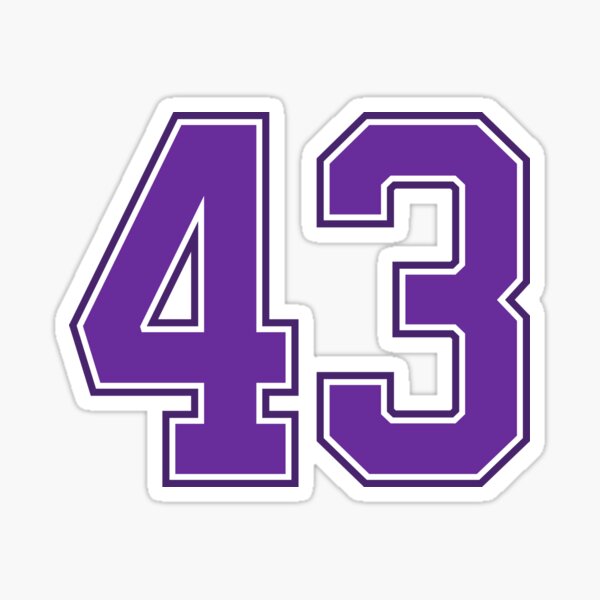 "Purple Number 43 lucky sports jersey forty three" Sticker for Sale by ...