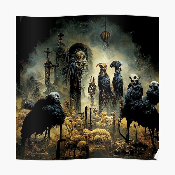 "A Raven's Den, Humanoid Raven Ritual Site Fantasy Creature" Poster for ...