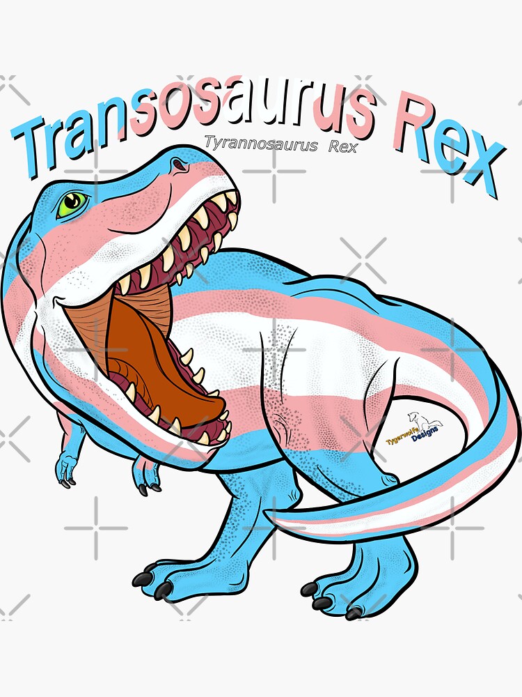 "Transosaurus Rex (text) (scaled) - Transgender Pride" Sticker for Sale ...