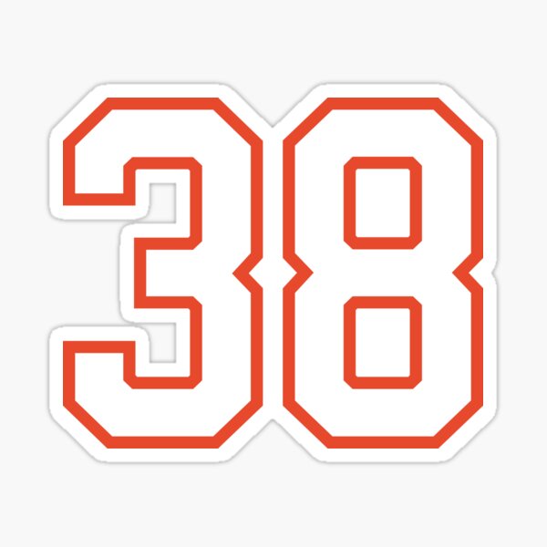 "Sports Number 38, white orange color lucky sport thirty eight" Sticker ...