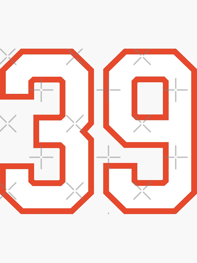 "Sports Number 39, white orange color lucky sport thirty nine" Sticker ...