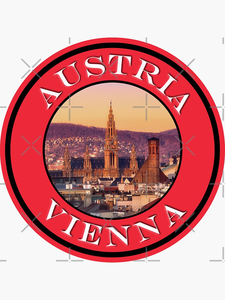 "Austria Vienna Sunset Cathedral - Passport Stamps Collection" Sticker ...