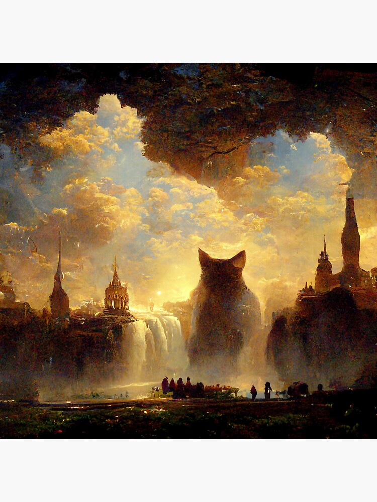 "Epic Cat Landscape Art Minimal For Cat lovers " Sticker for Sale by ...