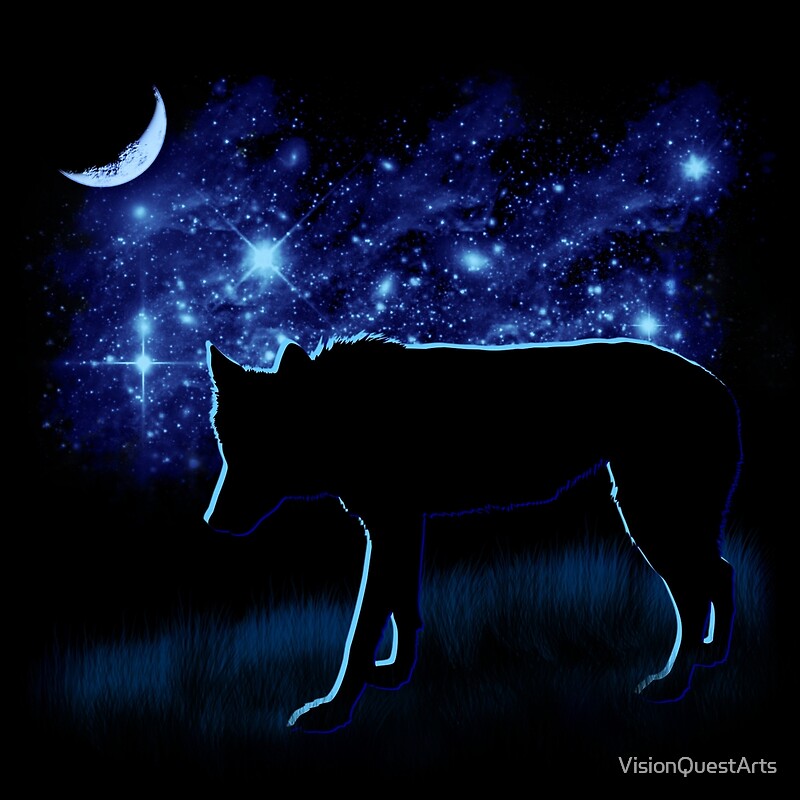 "Wolf Stalking by Moonlight" by VisionQuestArts | Redbubble