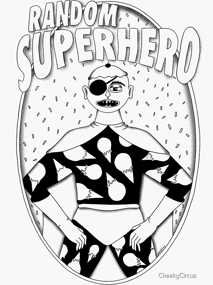 "Random Superhero I (no color)" Sticker for Sale by CheekyCircus ...