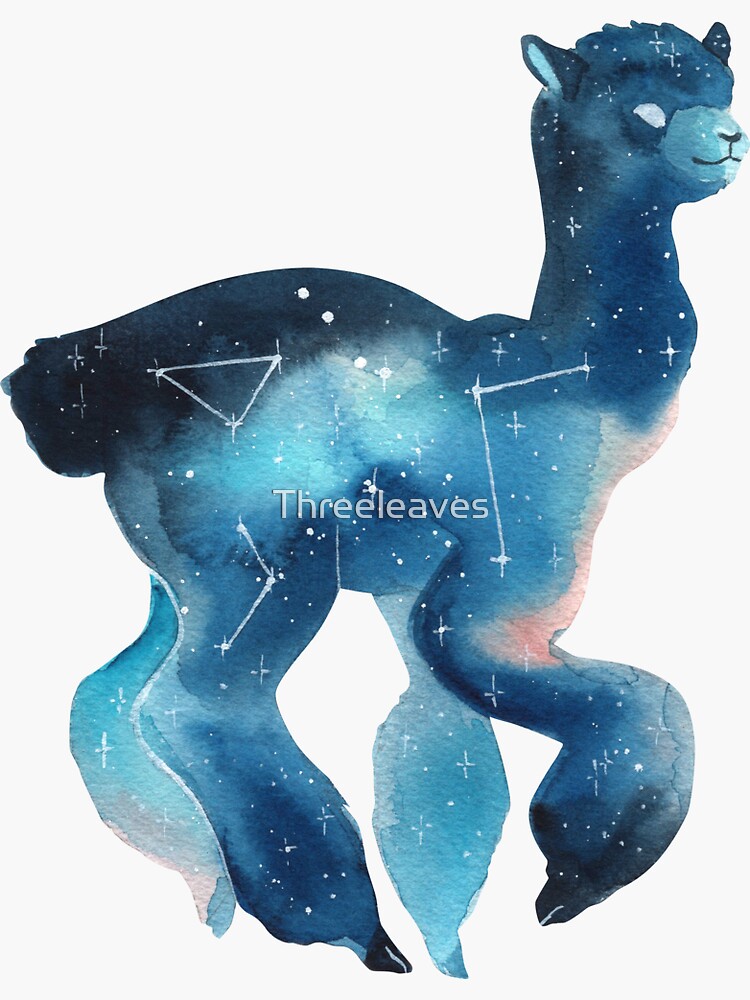 "Galaxy Alpaca" Sticker for Sale by Threeleaves | Redbubble