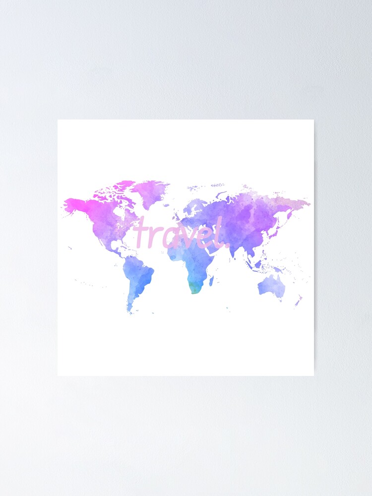 "Travel World Map Purple Shades" Poster for Sale by lukassfr | Redbubble
