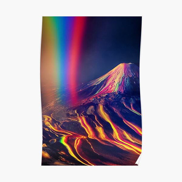 "Volcano spewing rainbow lava" Poster for Sale by chatzous | Redbubble