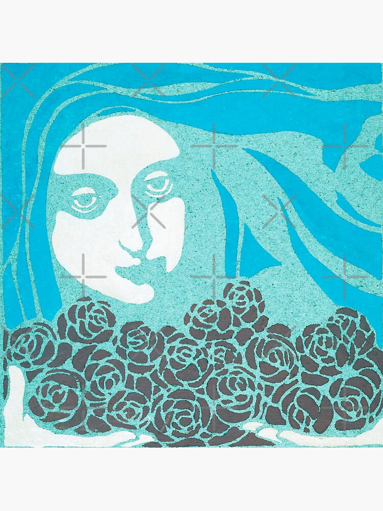 "Girl in Blue/ Woman’s Head with Roses Kolo Moser" Sticker for Sale by ...
