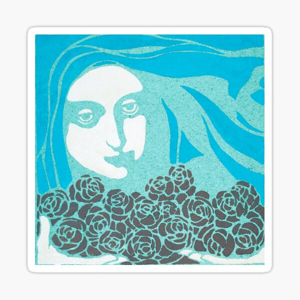 "Girl in Blue/ Woman’s Head with Roses Kolo Moser" Sticker for Sale by ...