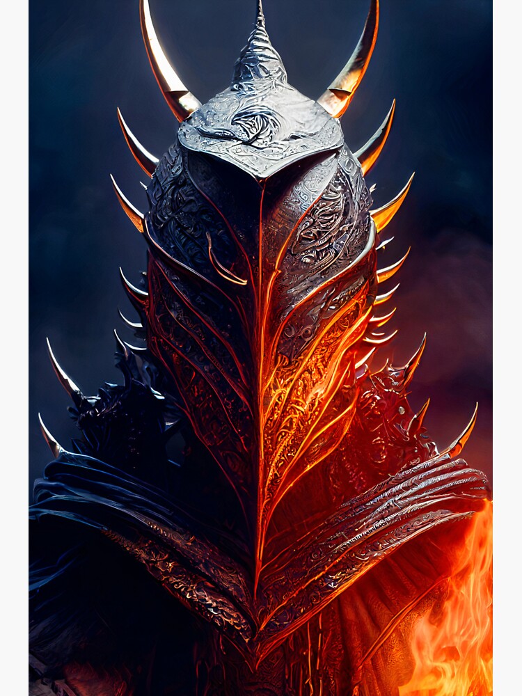 "Mystic knight with armor in flames of fire" Sticker for Sale by ...