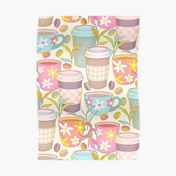 "Candy Colored Coffee Cups" Poster for Sale by PerrinLeFeuvre | Redbubble
