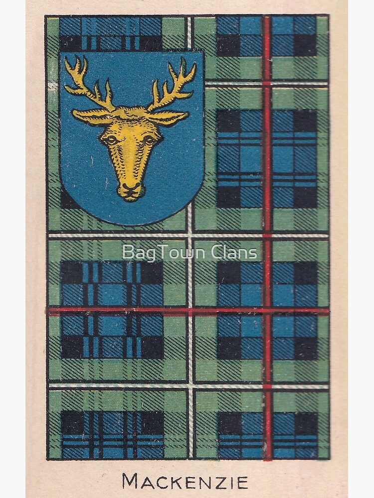"Mackenzie Scottish Clan Vintage Coat of Arms and Tartan" Art Print for ...