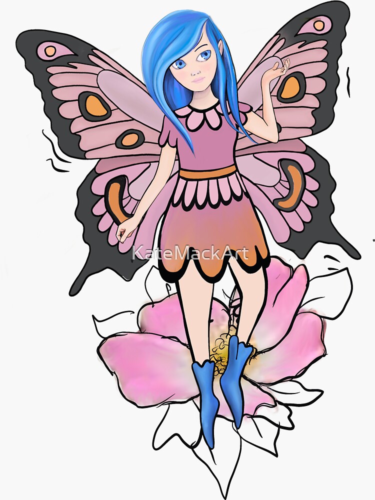 "Isla fantasy flower fairy with butterfly wings" Sticker for Sale by ...
