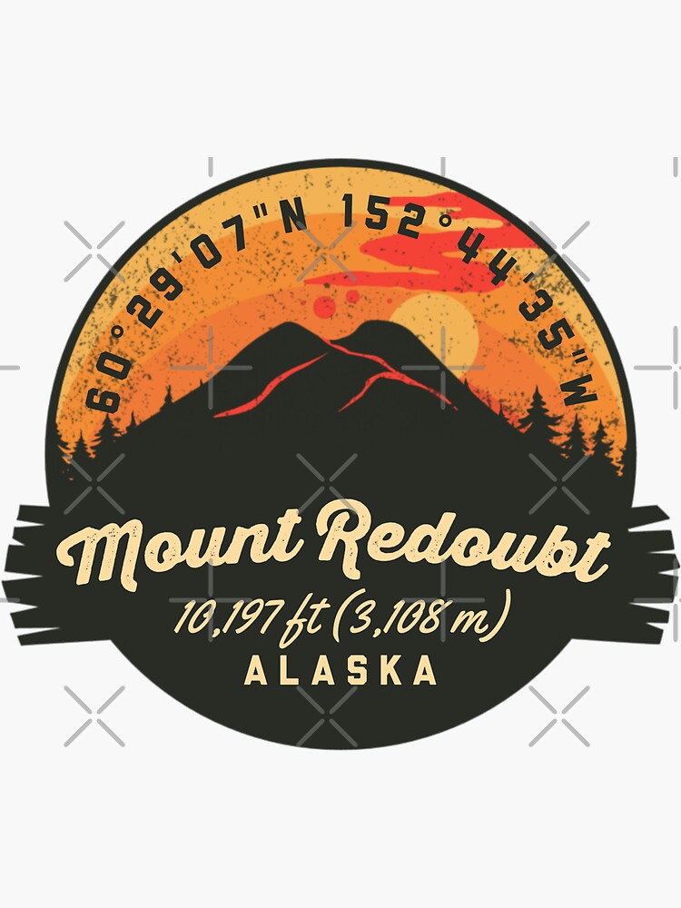 "Mount Redoubt Volcano Souvenir Badge Alaska" Sticker for Sale by ...