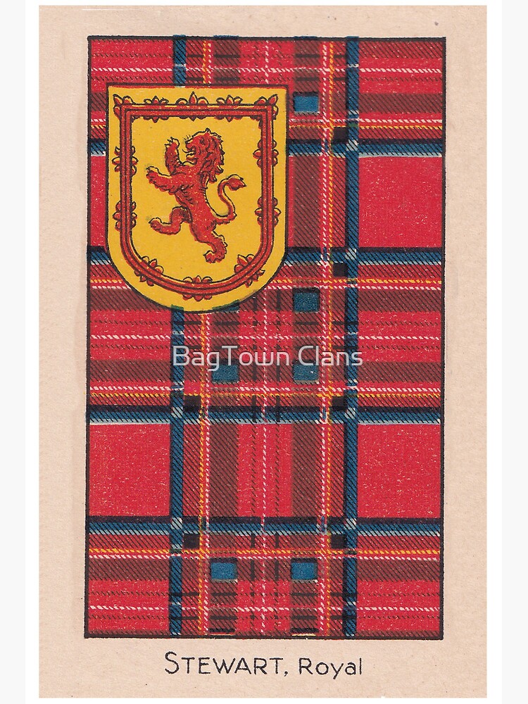 "Royal Stewart Scottish Clan Vintage Coat of Arms and Tartan" Art Board ...