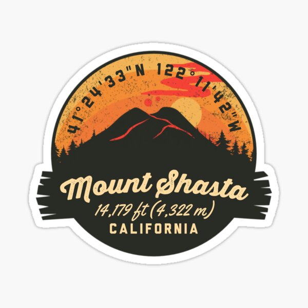 "Mount Shasta Volcano Souvenir Badge California" Sticker for Sale by ...