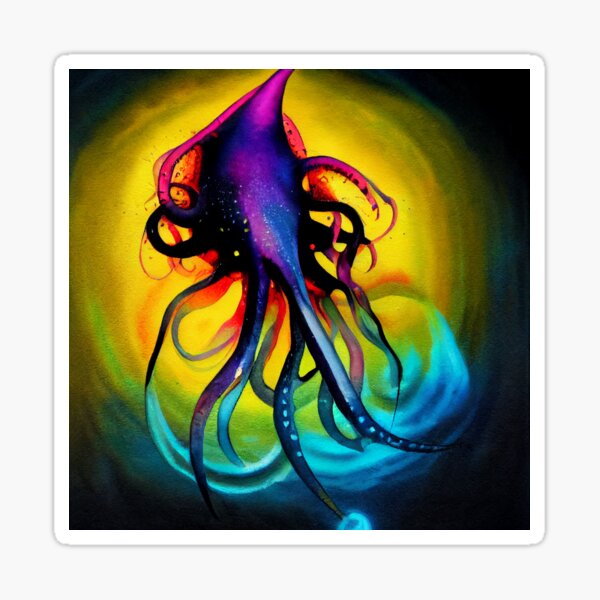 "Colorful Squid, magical" Sticker for Sale by recollectionsv | Redbubble