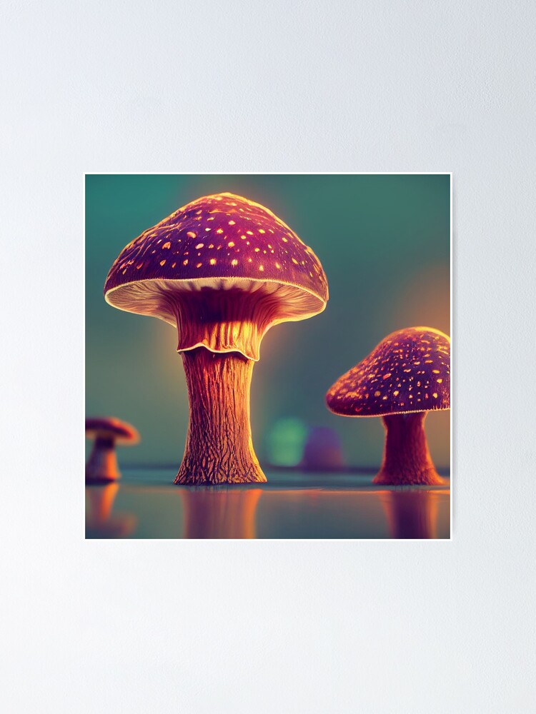 "Graphics of a colorful hallucin mushroom." Poster for Sale by Maniock ...