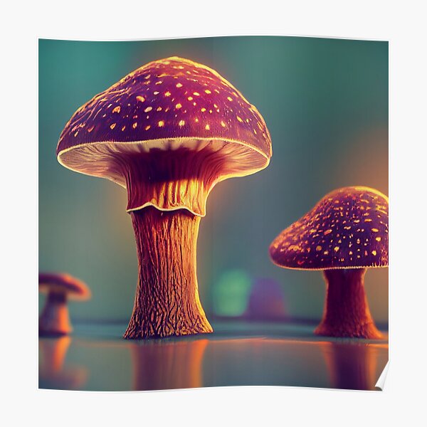 "Graphics of a colorful hallucin mushroom." Poster for Sale by Maniock ...