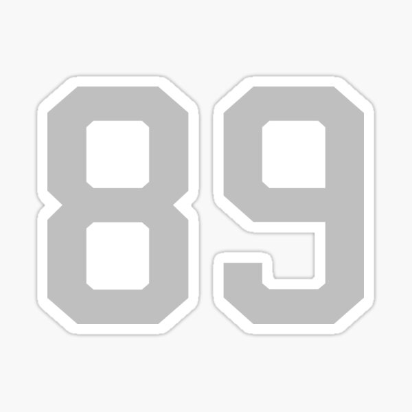 "Number 89, grey on black sports jersey number eighty nine" Sticker for ...