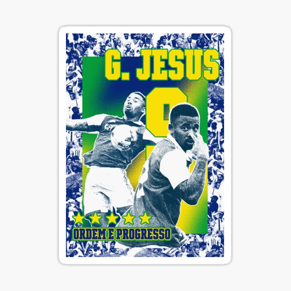 "Gabriel Jesus Brazil Retro Player Card Design" Sticker for Sale by ...