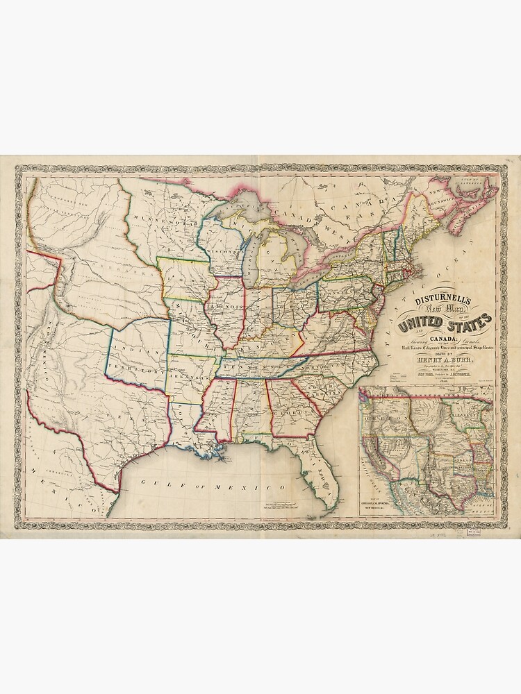 "Disturnell's Map of the United States (1850)" Art Print by allhistory ...