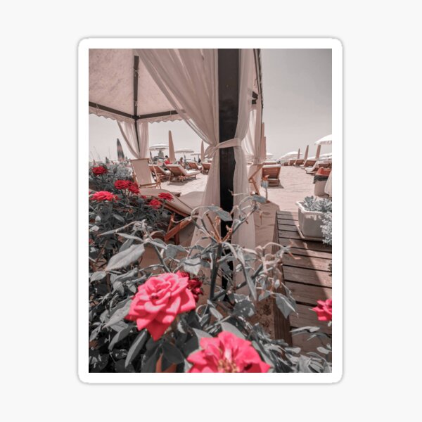 "Beach, Flowers, Umbrella, Sea" Sticker for Sale by Elms-designs ...