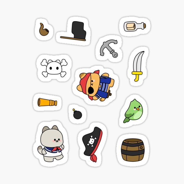 "Cute Pirate Cat Sticker Sheet" Sticker for Sale by satchisatchi ...