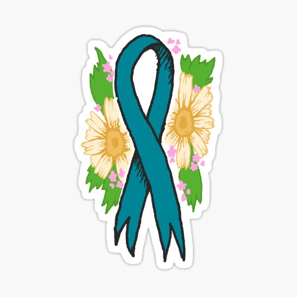 "TEAL/TURQUOISE & FLORAL awareness ribbon" Sticker for Sale by mosspunk ...