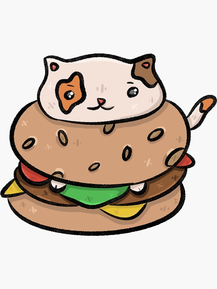 "Burger cat stickers and magnets " Sticker for Sale by L0serv1lle ...