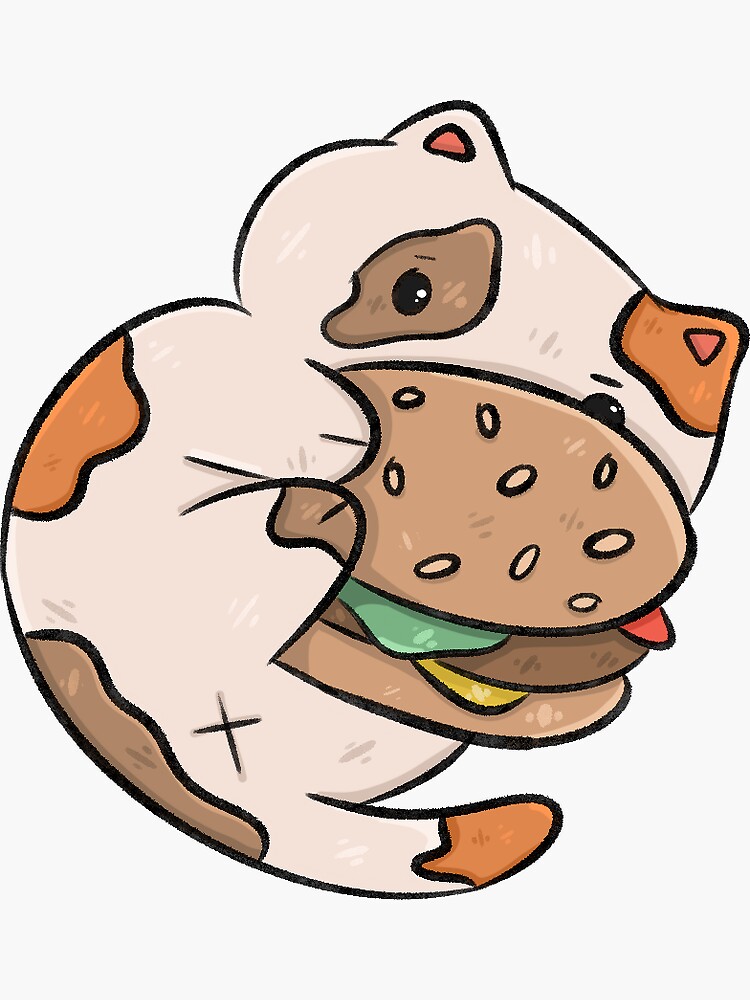 "Hungry burger cat sticker " Sticker for Sale by L0serv1lle | Redbubble