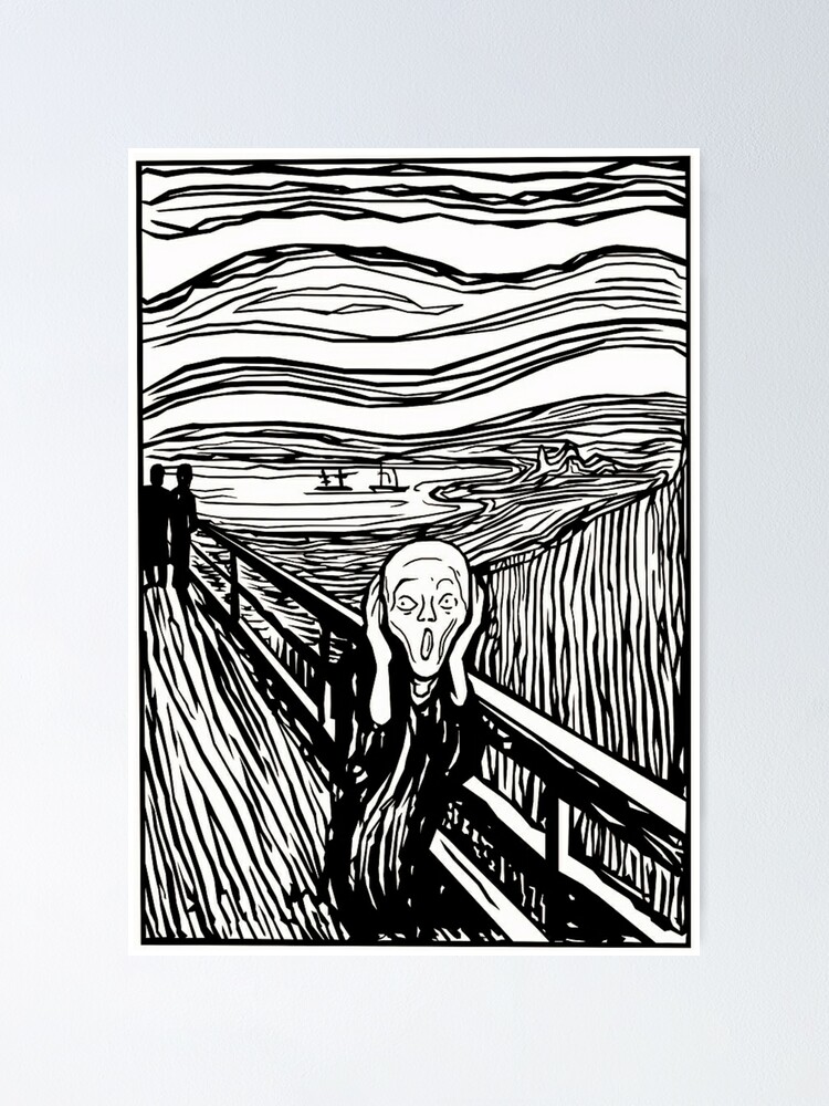 "Edvard Munch - the Scream, black, white, artwork by Edvard Munch ...