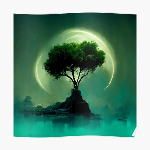 "Dooku Tree in the Moonlight, digital illustration" Poster for Sale by ...
