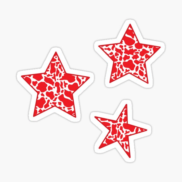 "Red Cow Print Stars Pack " Sticker for Sale by DesignsByAnane | Redbubble