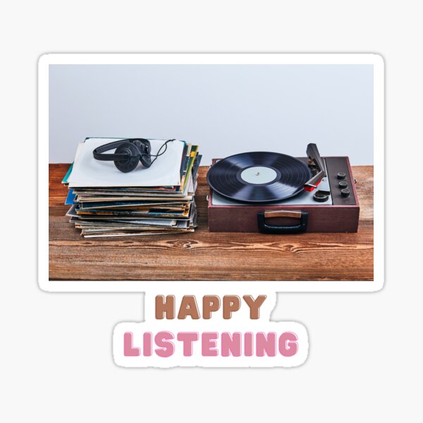 "Happy listening" Sticker for Sale by Kwasey | Redbubble