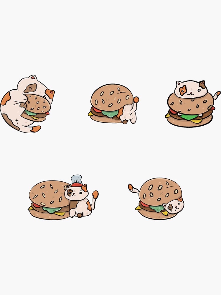 "Full burger cat sticker set" Sticker for Sale by L0serv1lle | Redbubble