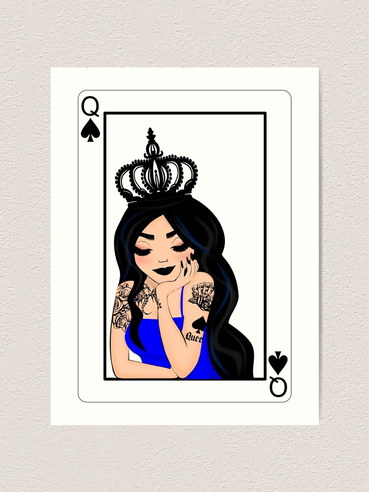 "Card Queen of Spades punk single color" Art Print for Sale by ...