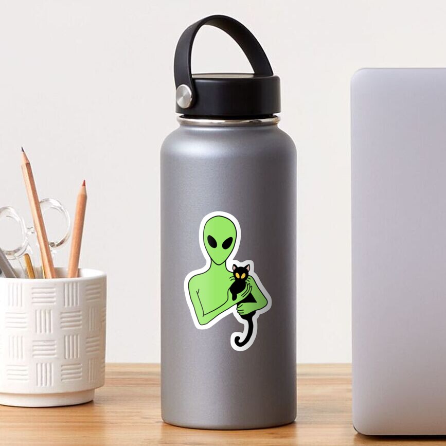 "Alien Holding Cat - Cute Alien - Alien Cat" Sticker for Sale by ...