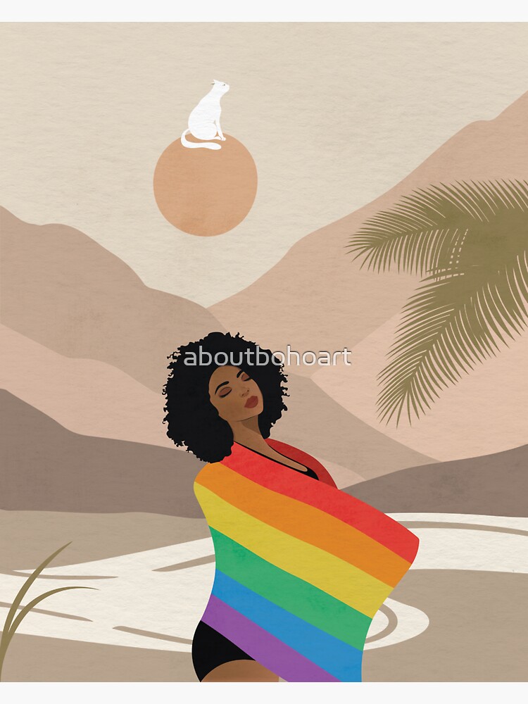 "Boho Black Woman Art, lgbt poster, equality print, earthtone boho ...