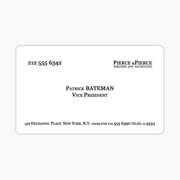 "American Psycho - Patrick Bateman Business Card" Sticker for Sale by ...