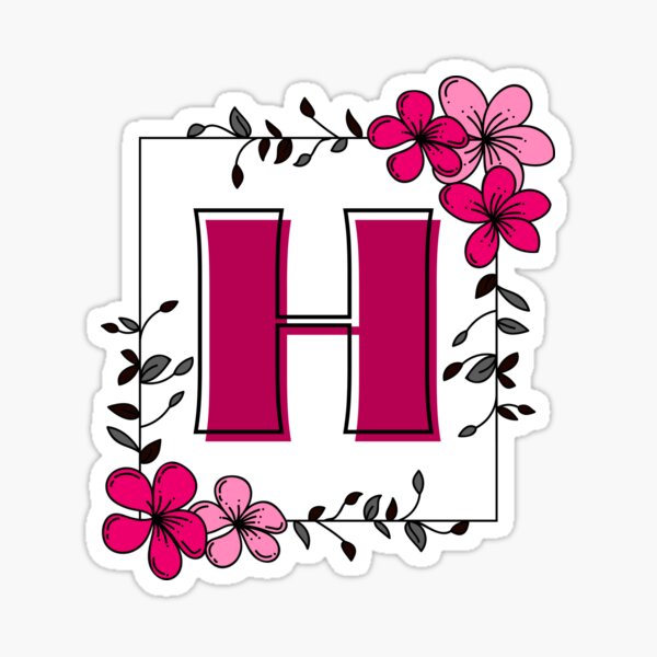 "Pink Monogram H with Pink Floral Frame" Sticker for Sale by ...